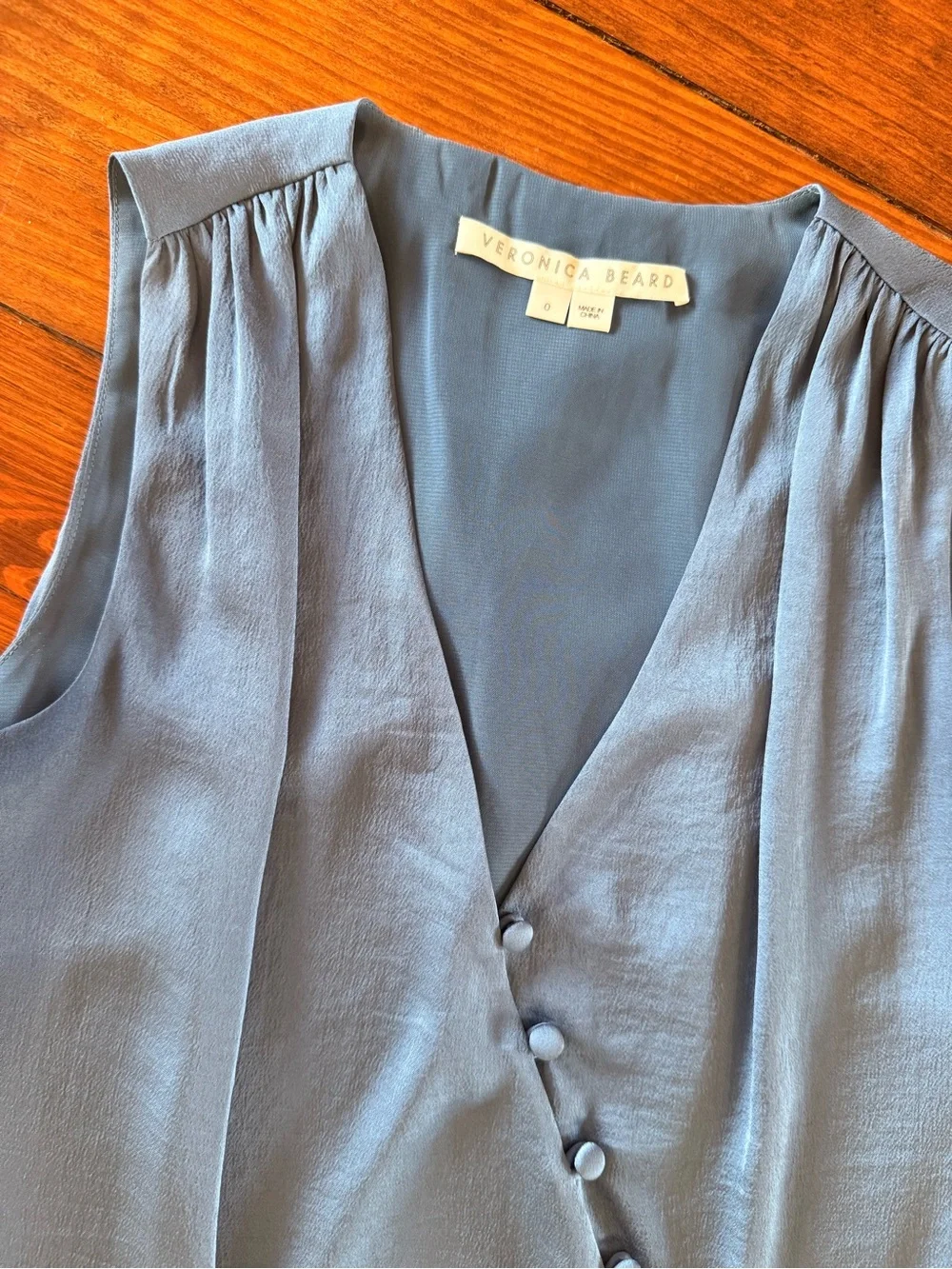 Veronica Beard | Tops | Veronica Beard Dusty Blue Sleeveless Wrapfront ...